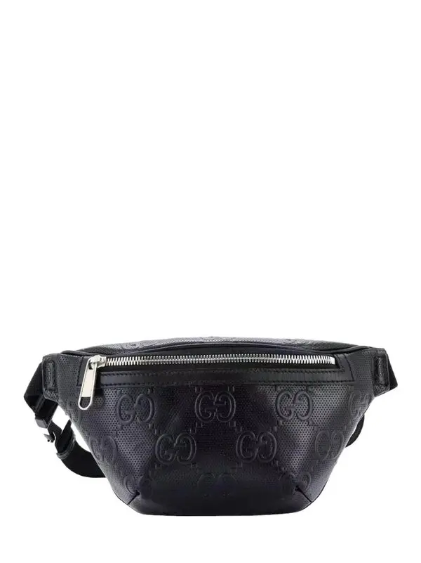Gucci Gg Embossed Perforated Leather Small Belt Bag - Black