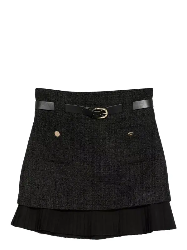 Sandro Belted Ruffled Mini Skirt - Black