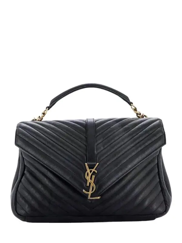 Saint Laurent Matelassé Chevron Leather Shoulder Bag - Black