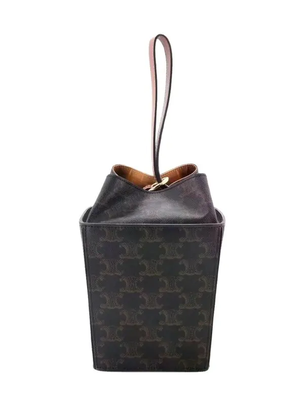 Celine Strap Box Top Handle Bag Triomphe Coated Canvas Satchel - Brown