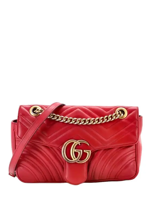 Gucci Matelassé Leather Shoulder Bag - Red