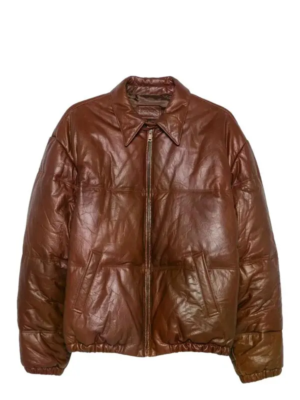 Prada Quilted Leather Jacket - Brown
