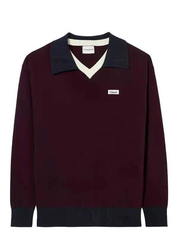 Claudie Pierlot Logo Patch V-neck Sweater - Blue