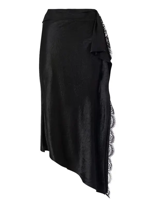 Pinko Asymmetric Lace-trim Draped Skirt - Black