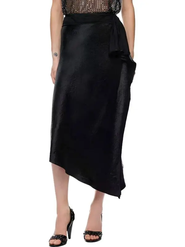 Pinko Asymmetric Lace-trim Draped Skirt - Black