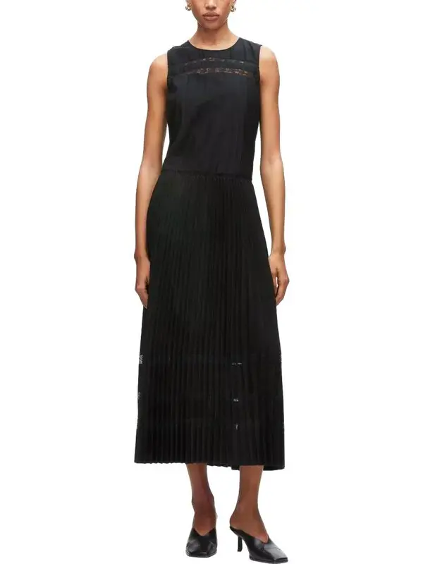 3.1 Phillip Lim Pleated Lace Insert Midi Dress - Black
