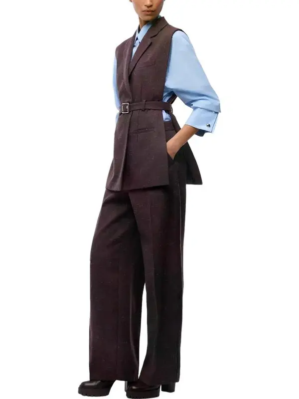 Pinko Pressed-crease Wide-leg Trousers - Brown