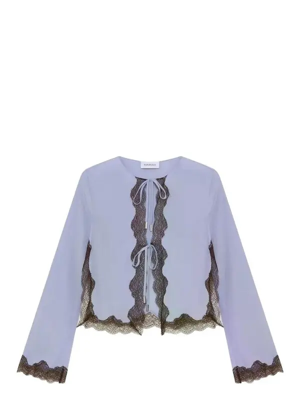 16Arlington Filipa Lace-trim Cardigan - Purple