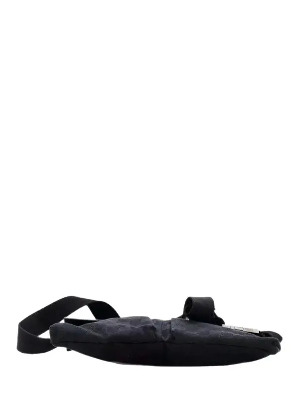 Gucci Vintage Double Gg Canvas Leather Belt Bag - Black