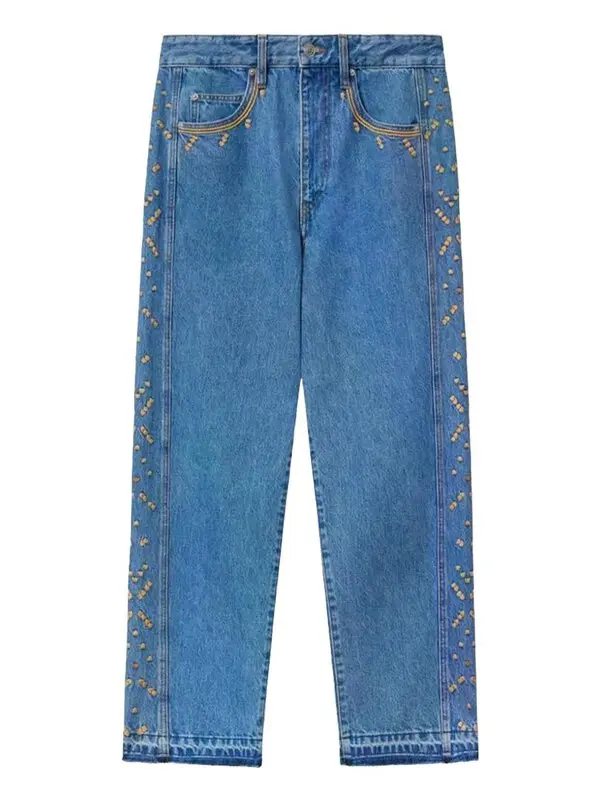 MARANT Jorian Barrel Fit Embroidered Jeans - Blue
