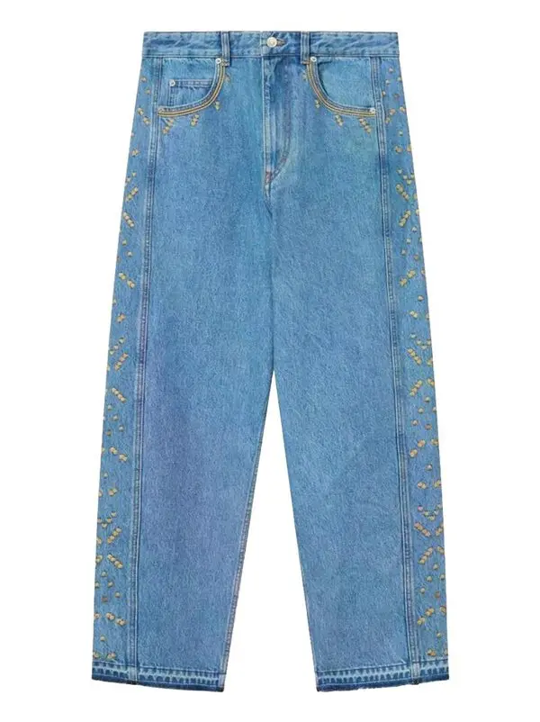 MARANT Jorian Barrel Fit Embroidered Jeans - Blue