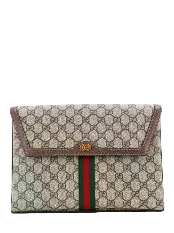 Gucci Ophidia Gg Coated Canvas Large Clutch Bag - Brown