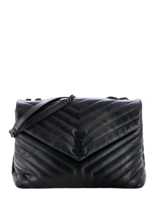 Saint Laurent Loulou Matelassé Chevron Leather Shoulder Bag - Black