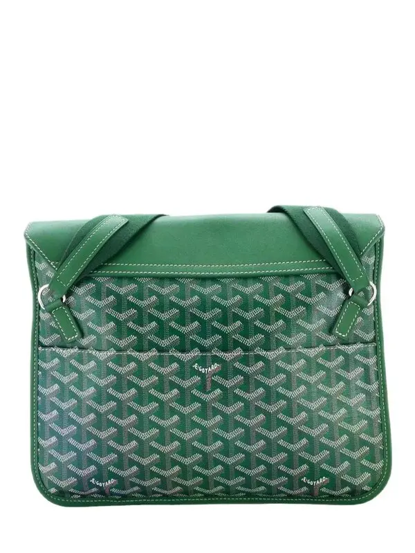 Goyard Coursier Messenger Bag In Coated Canvas And Leather - Green