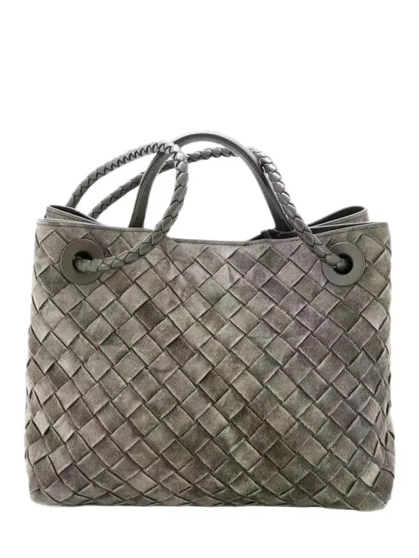 Bottega Veneta Andiamo Top Handle Bag Intrecciato Suede Small Satchel - Green