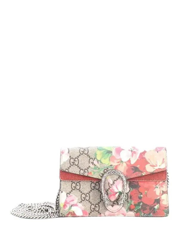 Gucci Blooms Print Gg Coated Canvas Super Mini Crossbody Bag - Brown