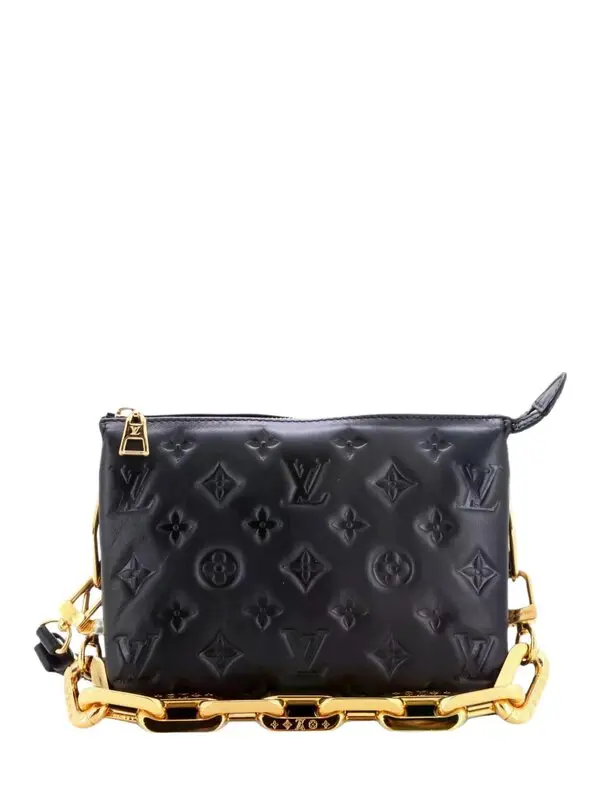 LOUIS VUITTON Coussin Bb Monogram Embossed Lambskin Crossbody Bag - Black