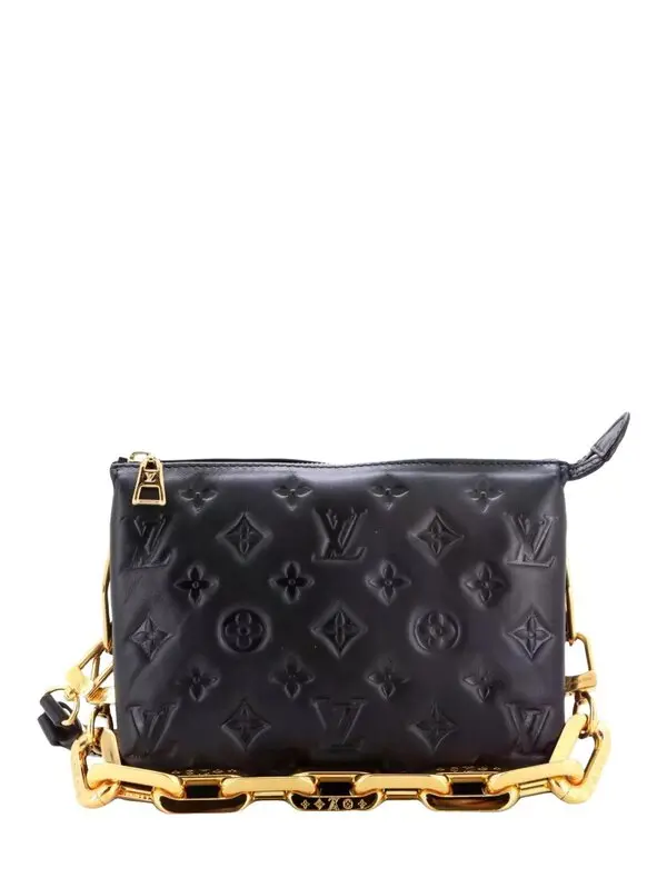 LOUIS VUITTON Coussin Bb Monogram Embossed Lambskin Crossbody Bag - Black