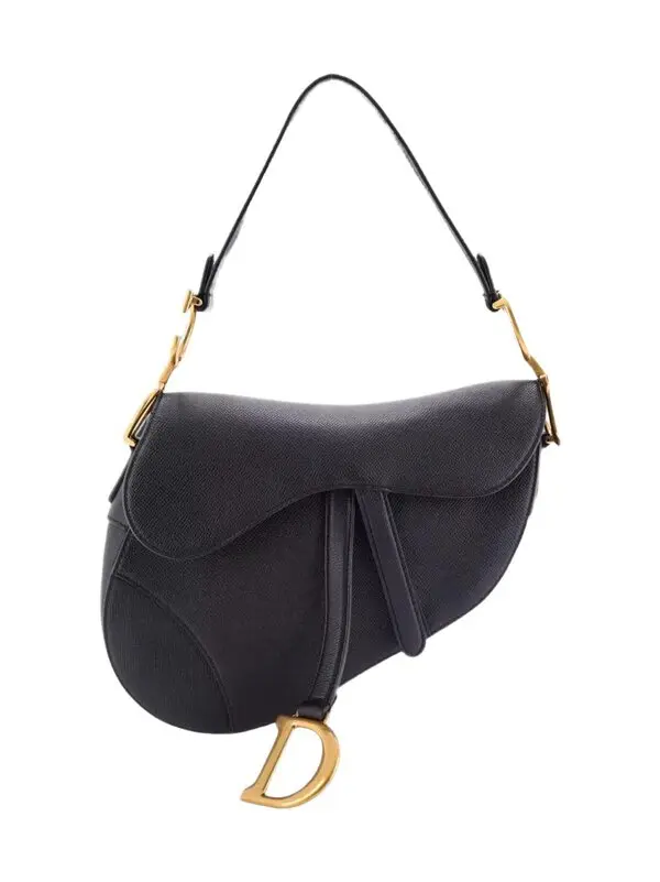 Dior Saddle Handbag Leather Medium Shoulder Bag - Black