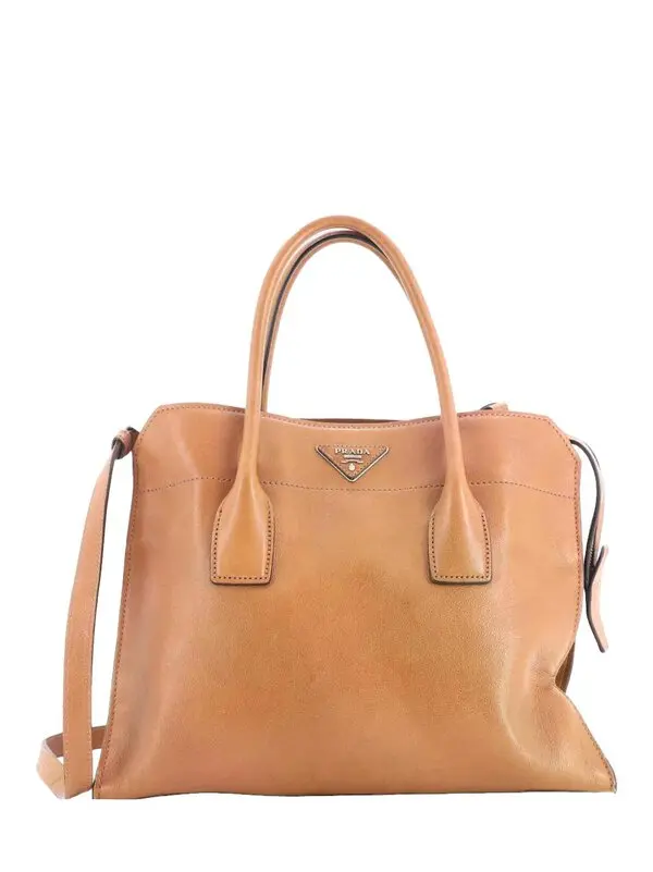 Prada Cuir Double Leather Medium Tote Bag - Brown