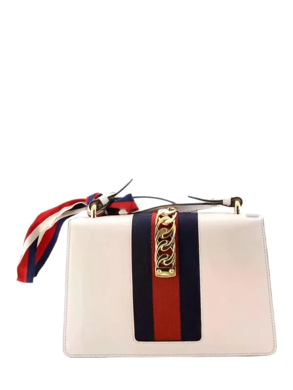 Gucci Sylvie Leather Small Shoulder Bag - White