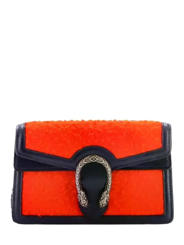 Gucci Dionysus Wool And Leather Super Mini Crossbody Bag - Blue