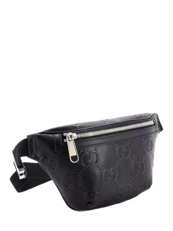Gucci Gg Embossed Perforated Leather Belt Bag - Black