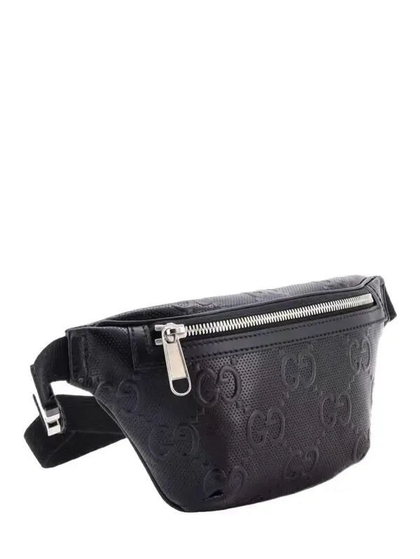 Gucci Gg Embossed Perforated Leather Belt Bag - Black