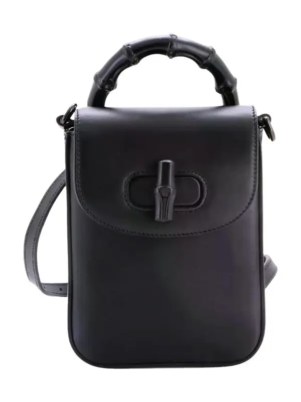 Gucci Bamboo Top Handle Backpack Mini Leather Shoulder Bag - Black
