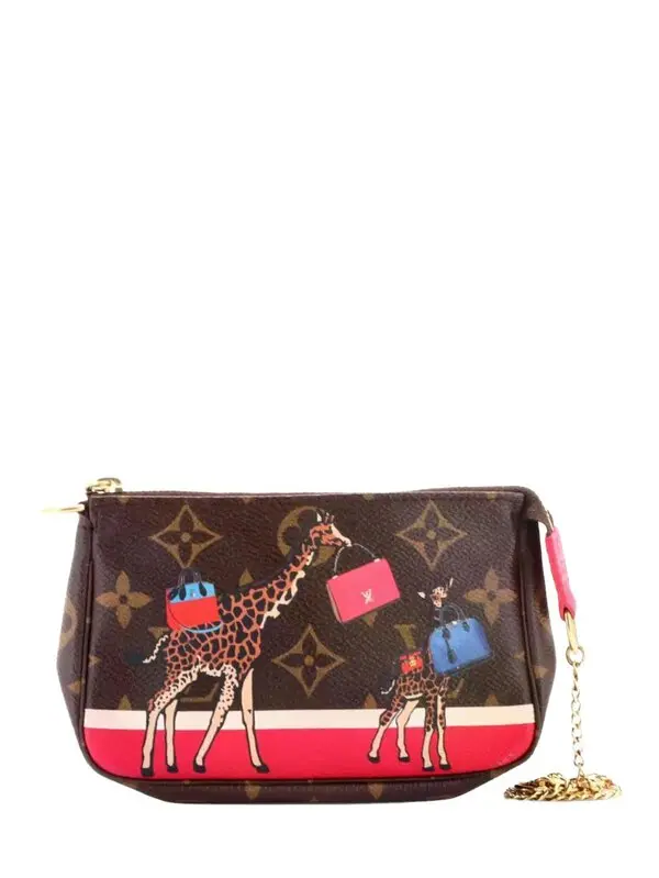 LOUIS VUITTON Pochette Accessoires Limited Edition Christmas Animation Monogram Canvas Mini Shoulder Bag - Brown