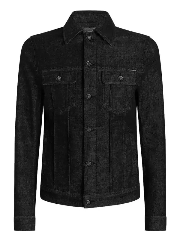 Dolce & Gabbana Fitted Denim Jacket With Jewel Buttons - Black