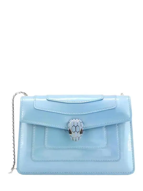 BVLGARI Serpenti Forever Patent Small Shoulder Bag - Blue