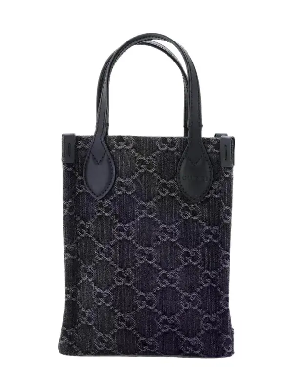 Gucci Vertical Gg Denim Mini Tote Bag - Black