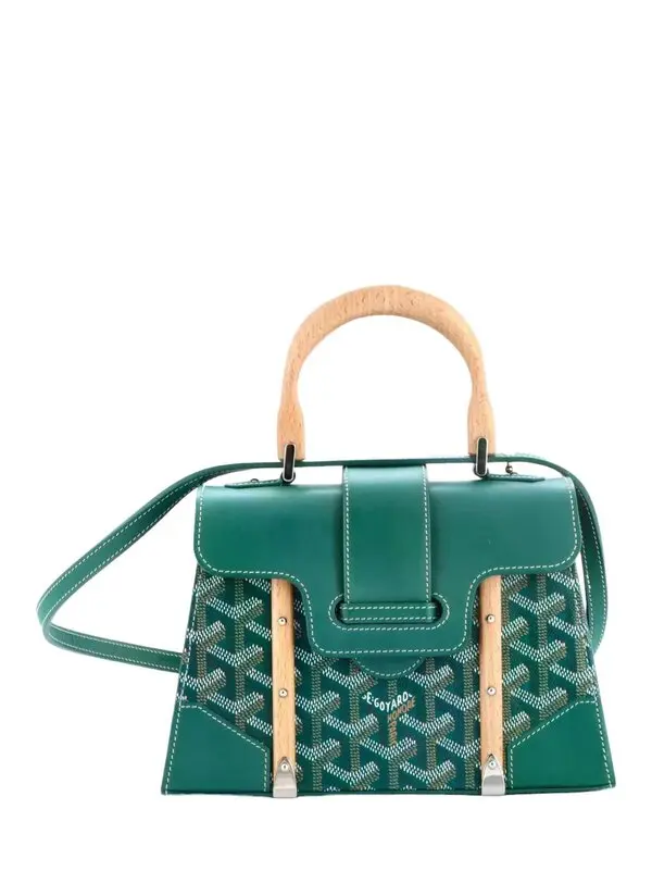 Goyard Structured Saigon Top Handle Bag Coated Canvas With Leather Mini Satchel - Green
