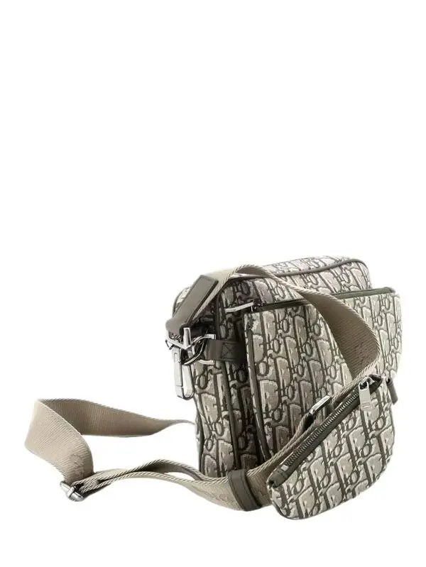 Dior Saddle Triple Pouch Oblique Canvas Crossbody Bag - Green