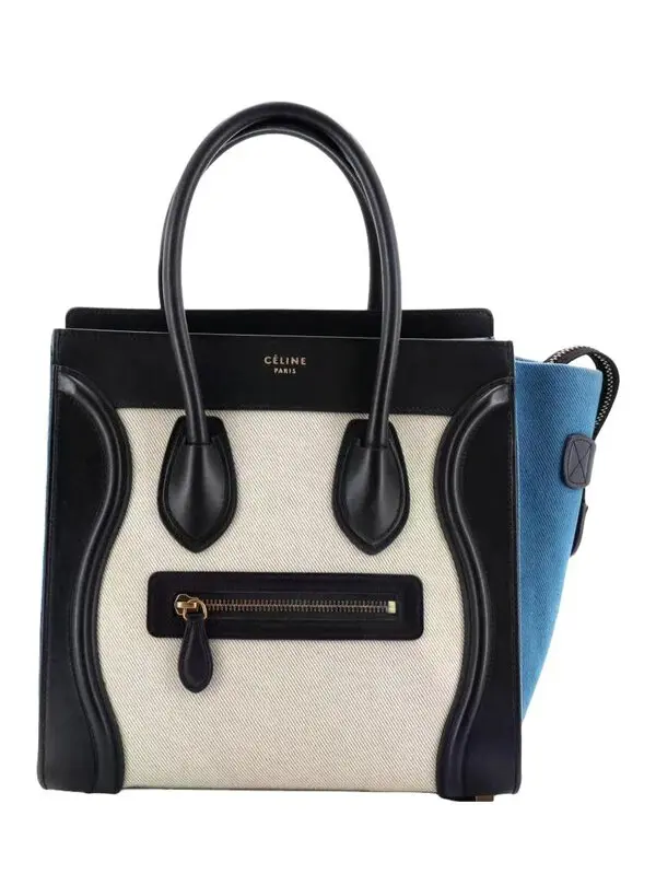 Celine Luggage Bag Canvas And Leather Micro Tote Bag - Black