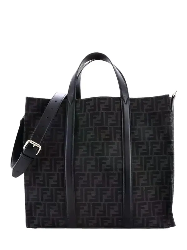 Fendi Convertible Zucca Jacquard Large Tote Bag - Black