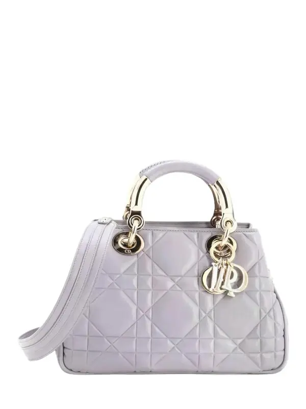 Dior Lady Cannage Quilted Leather Crossbody Bag - Grey