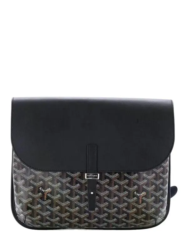 Goyard Coursier Messenger Bag In Coated Canvas And Leather - Black
