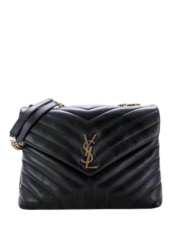 Saint Laurent Loulou Matelasse Chevron Leather Medium Shoulder Bag - Black