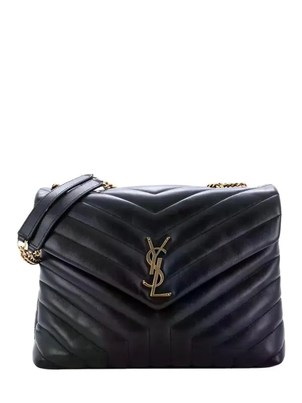 Saint Laurent Loulou Matelasse Chevron Leather Medium Shoulder Bag - Black