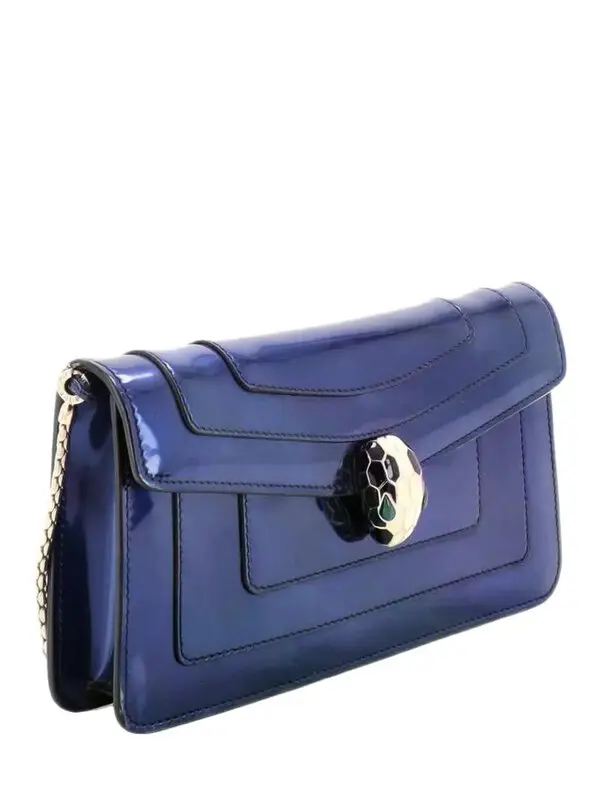 BVLGARI Serpenti Forever Patent Medium Shoulder Bag - Blue