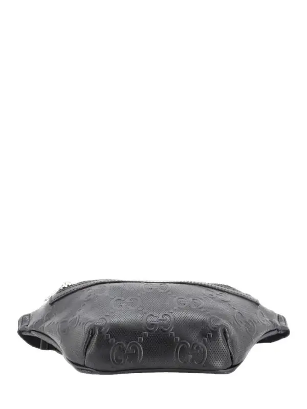 Gucci Gg Embossed Perforated Leather Belt Bag - Black