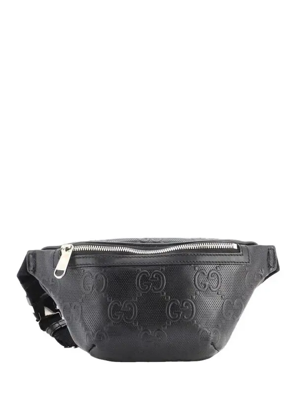 Gucci Gg Embossed Perforated Leather Belt Bag - Black