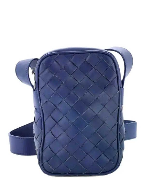 Bottega Veneta Zipped Phone Intrecciato Nappa Crossbody Bag - Blue