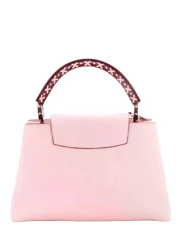LOUIS VUITTON Capucines Bag Leather With Whipstitch Detail Pm Satchel - Pink