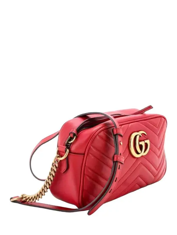 Gucci Matelassé Leather Small Shoulder Bag - Red