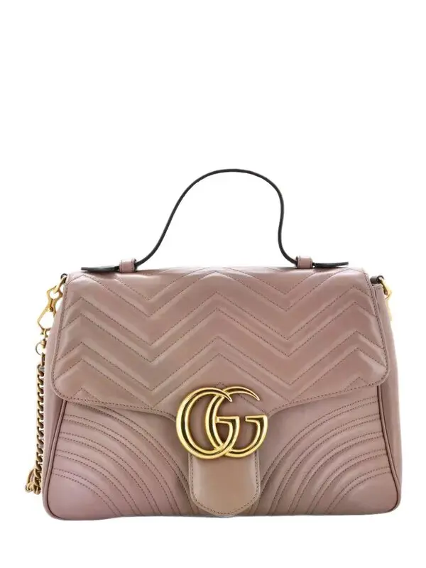 Gucci Gg Marmont Matelassé Leather Top Handle Flap Bag - Neutrals