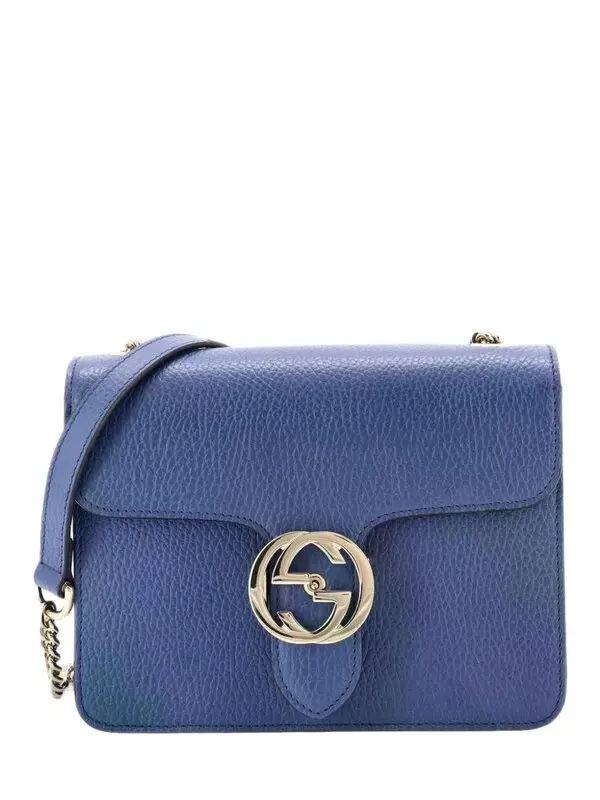 Gucci Interlocking Leather Shoulder Bag - Blue