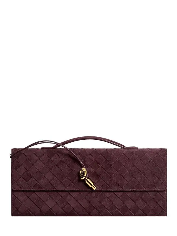 Bottega Veneta Suede Intrecciato Clutch With Knot Closure - Multicolor